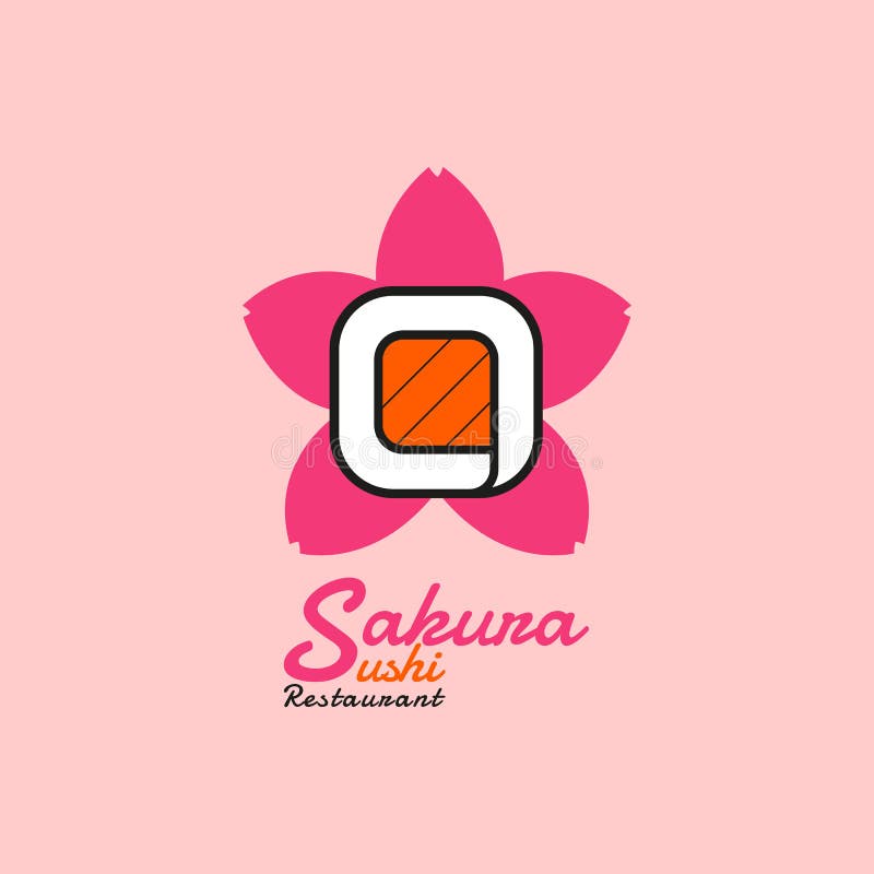 Sakura sushi restaurant stock vector. Illustration of design - 196877811