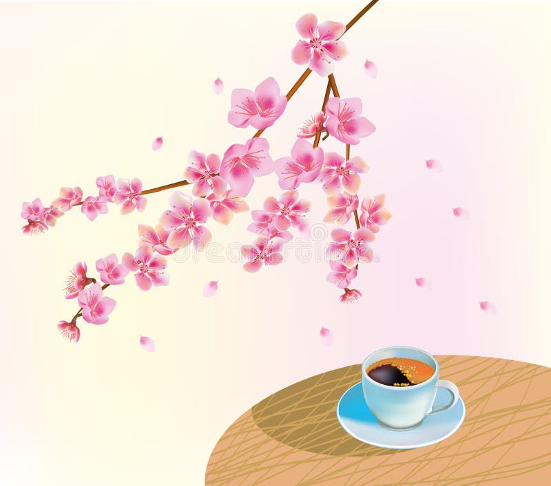 Sakura . Tea ceremony. stock illustration. Illustration of east - 39495860