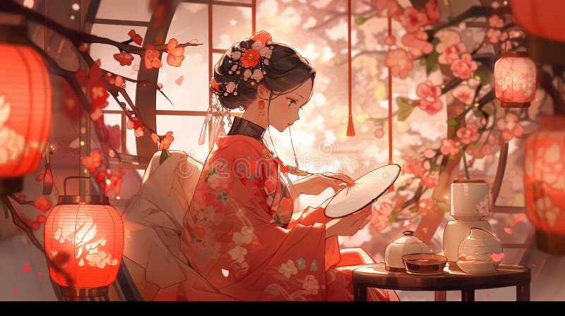 Sakura Tea. Closeup of Cherry Blossom Herb Tea Stock Illustration ...