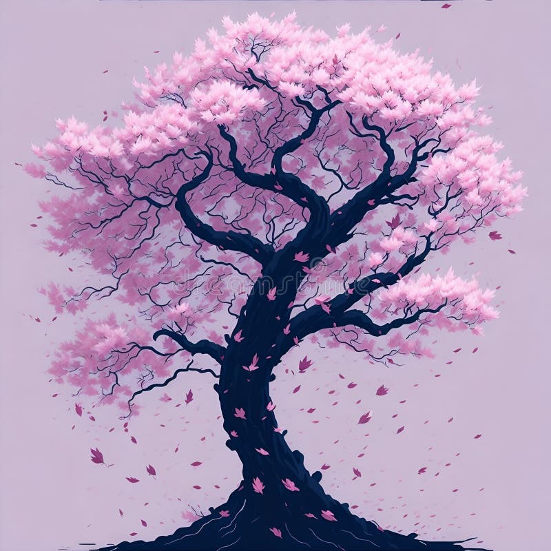 Sakura Tree with Falling Petals Stock Photo - Image of pattern, spring ...