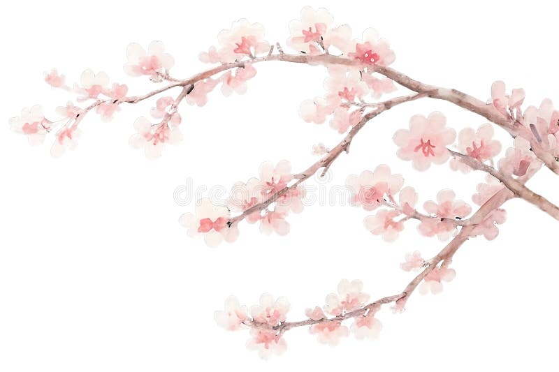 Sakura Tree Isolated Watercolor Illustration with Alpha Channel Stock ...