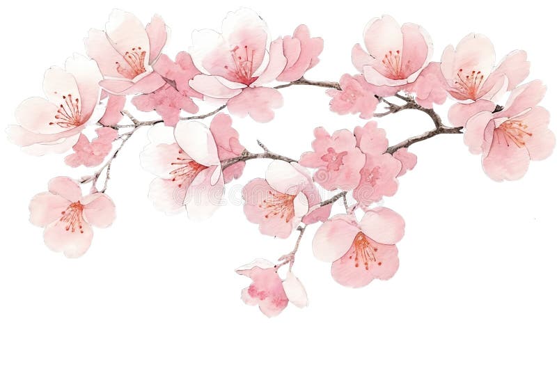 Sakura Tree Isolated Watercolor Illustration with Alpha Channel Stock ...