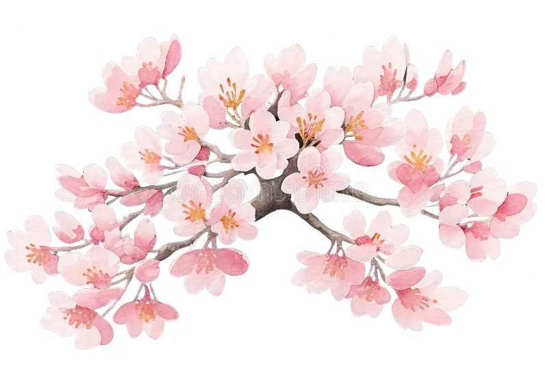 Sakura Tree Isolated Watercolor Illustration with Alpha Channel Stock ...