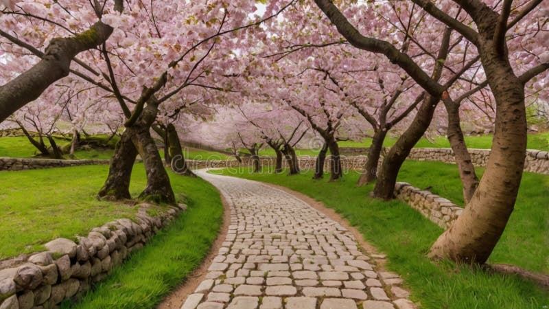 Sakura Tree Path Full Bloom Generative Ai Stock Photos - Free & Royalty ...