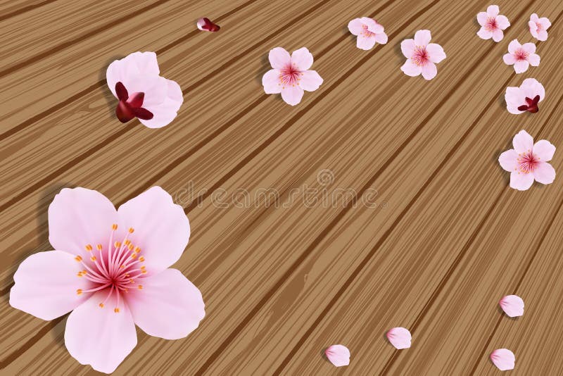 Sakura on wooden boards 2 stock vector. Illustration of background ...
