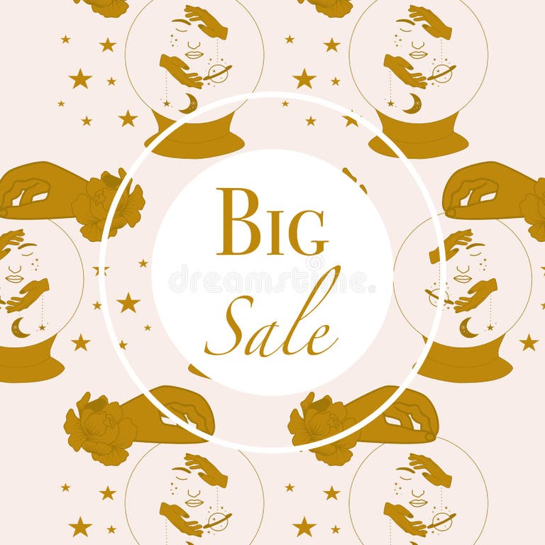 Sal Banner with Crystal Globe and Celestial Elements Stock Vector ...