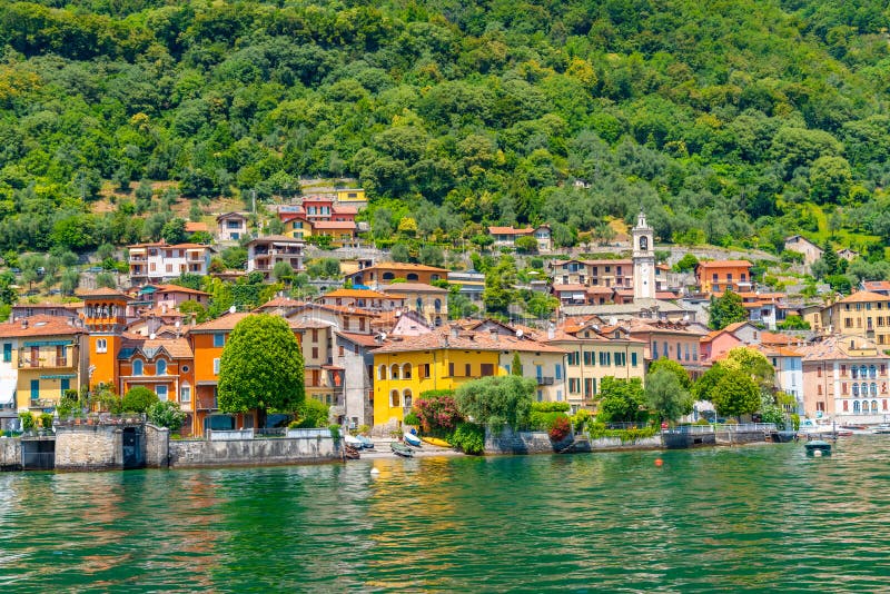 Sala Comacina Village and Lake Como in Italy Stock Image - Image of ...