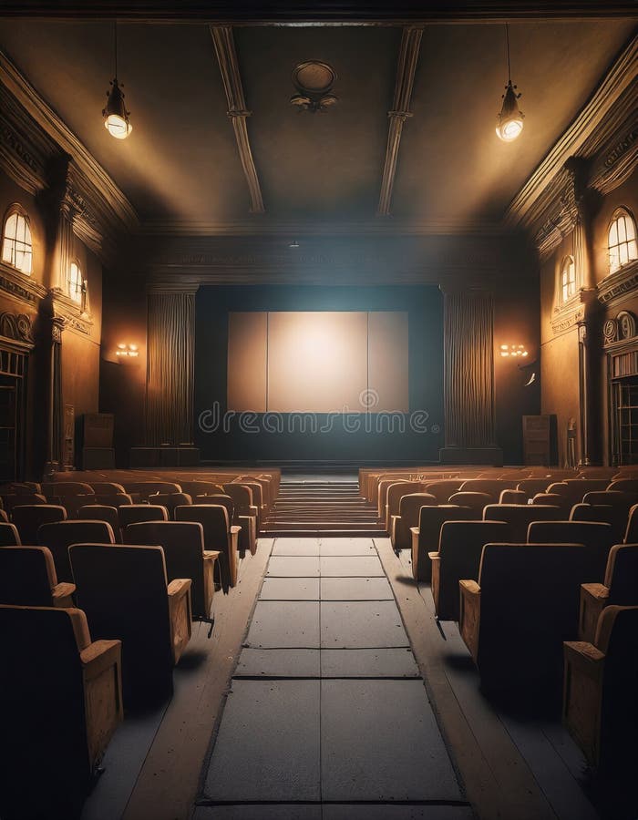 Sala de cine retro stock de ilustración. Ilustración de funcionamiento ...