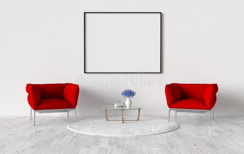 Sala De Espera Con El Marco En Blanco En La Pared Stock de ilustración ...