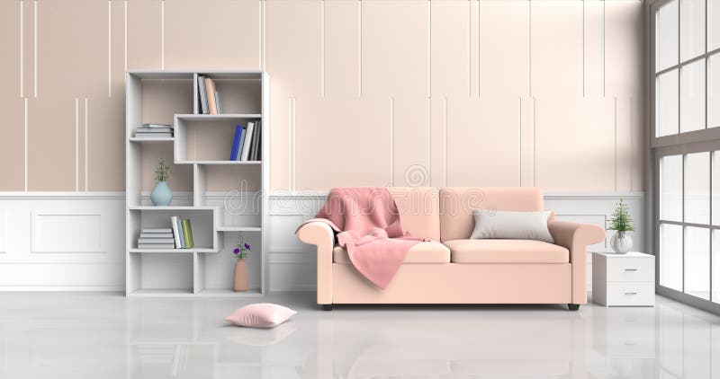 Sala De Estar En Colores Pastel Stock de ilustración - Ilustración de ...