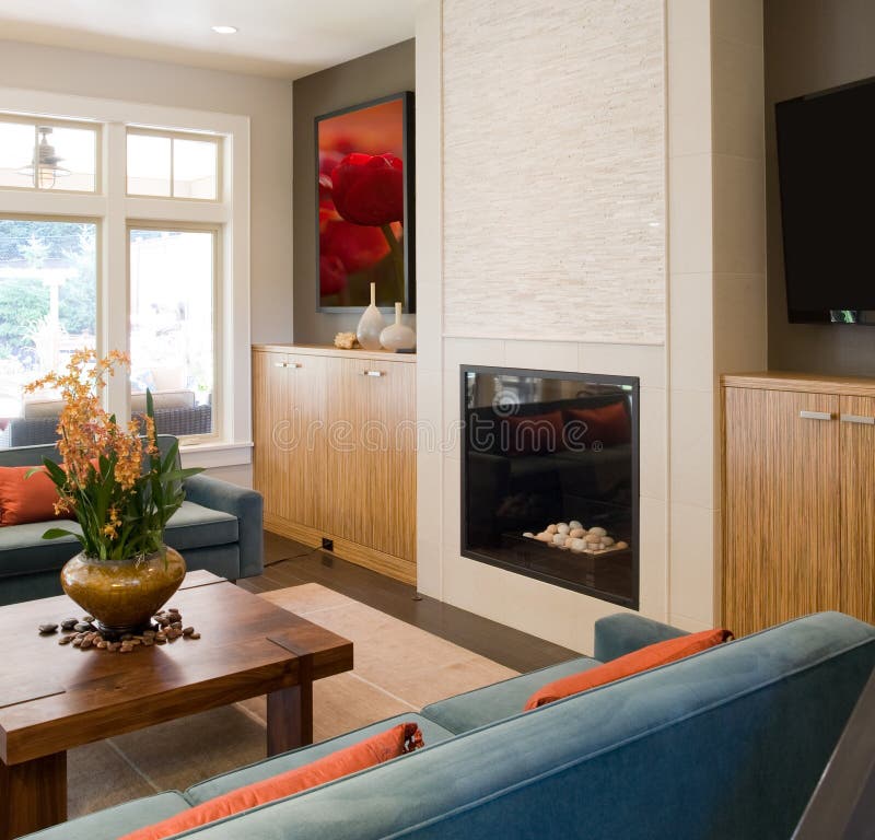 Sala de estar lujosa foto de archivo. Imagen de chimenea - 30771758