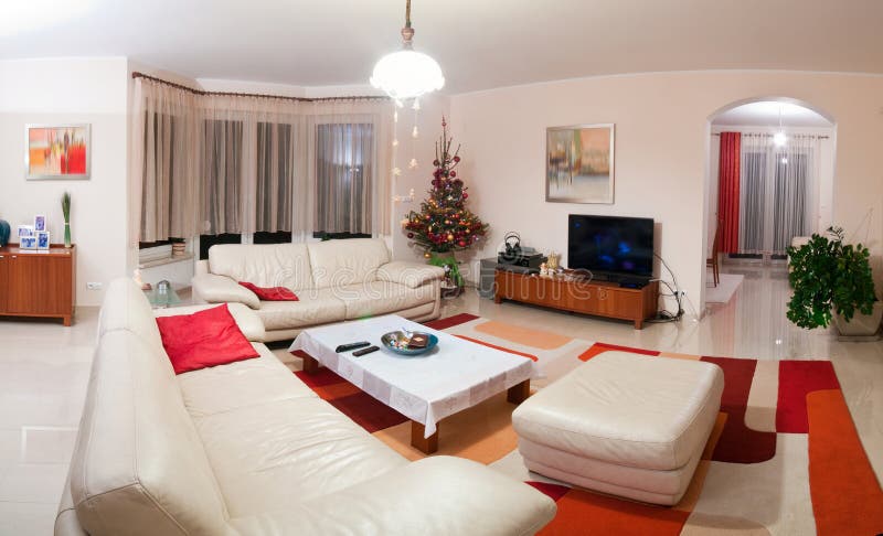 Sala De Estar Moderna Lujosa Foto de archivo - Imagen de navidad ...