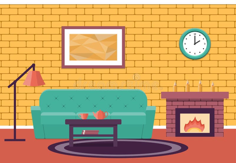 Sala De Estar Plana Del Diseño Gráfico De Vector Ilustración del Vector ...