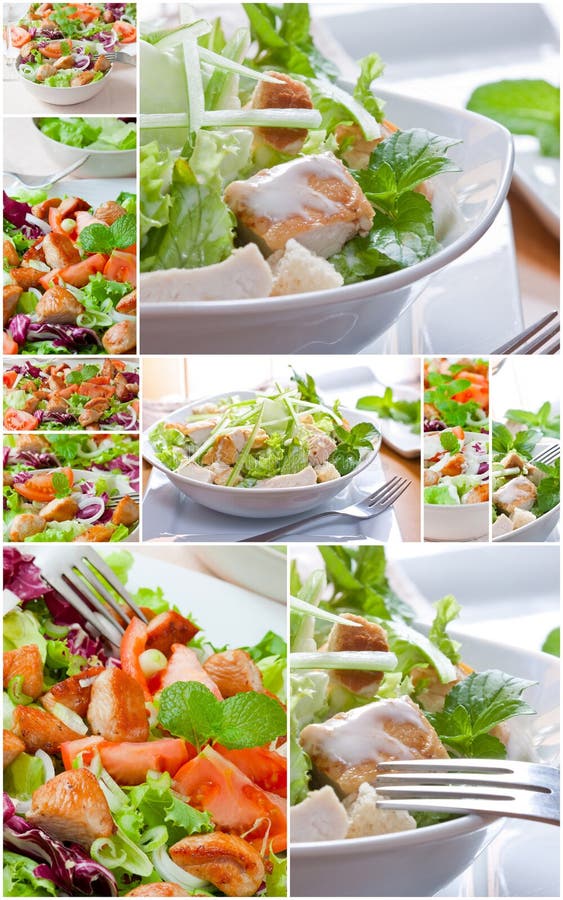 Healthy salads collage stock photo. Image of dinner, dieting - 7629664