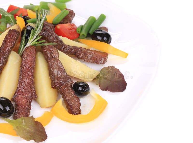 Salad with Beef Fillet and Potatoes. Stock Image - Image of baked ...
