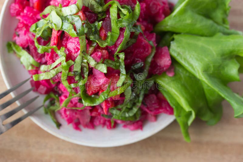 Salad with Beet, Cottage Cheese and Walnuts Stock Image - Image of ...
