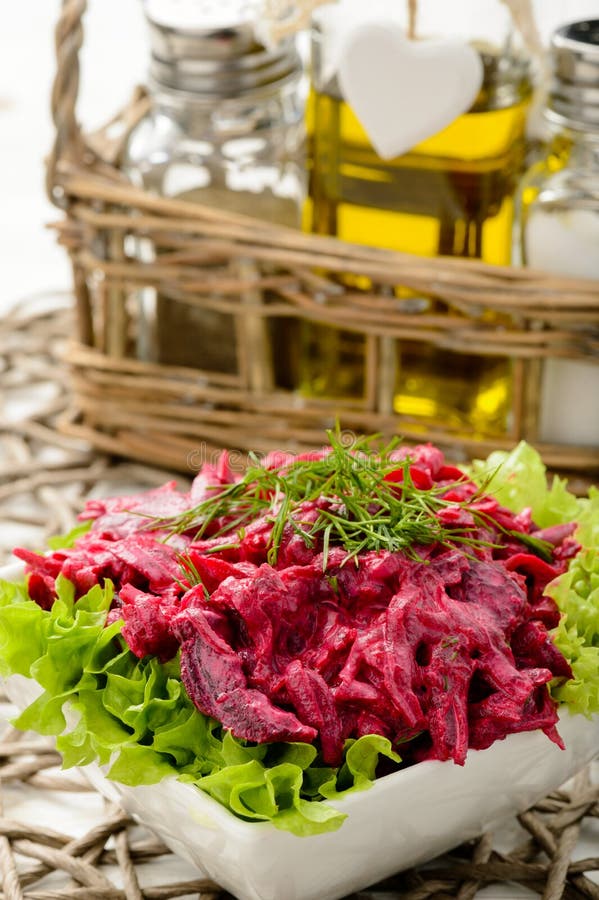 Salad with Beetroot, Mayonnaise and Garlic. Stock Photo - Image of ...