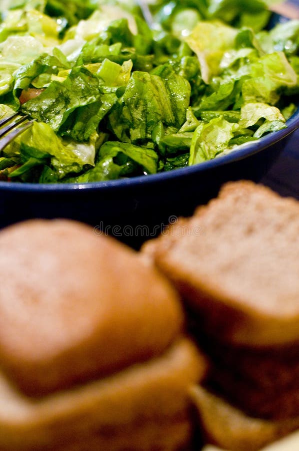Salad and bread stock photo. Image of slices, brown, yummy - 4022404