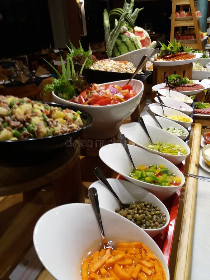 Salad Buffet with Condiments Stimulate the Appetite Stock Image - Image ...
