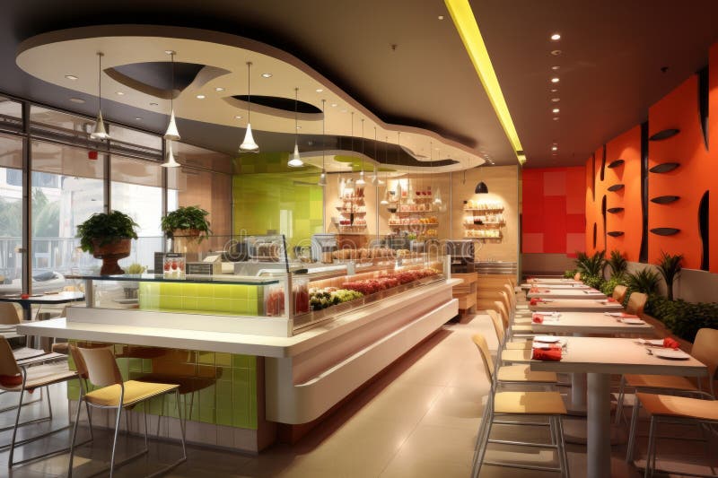 Salad Cafe Restaurant Design. Variations Stock Image - Image of service ...