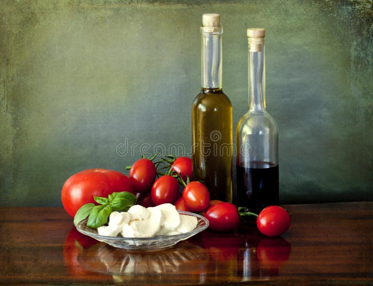 Salad Capri Style: Tomatoes, Mozzarella, Basil Stock Photo - Image of ...