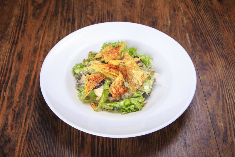 Salad with chips stock image. Image of food, pepper, cucumber - 86080145