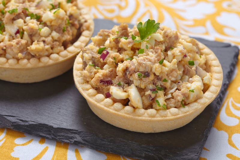 Salad with Cod Liver, Eggs and Onion Stock Photo - Image of closeup ...