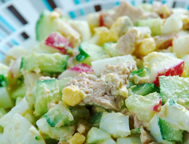 Salad with cod liver stock photo. Image of seafood, russian - 73164984