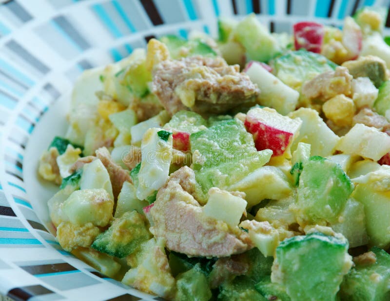 Salad with cod liver stock photo. Image of mixed, russian - 73492186