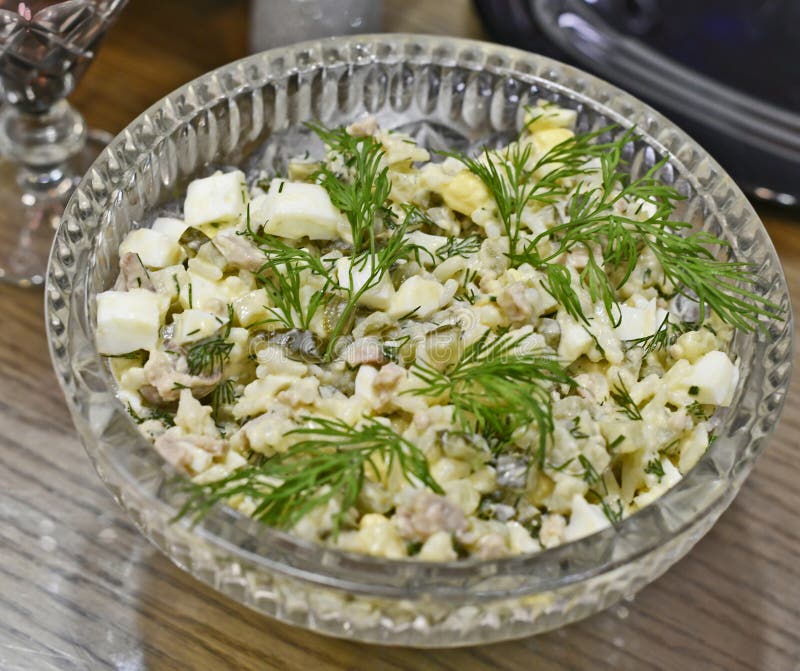 Salad is a Cold Dish Consisting of One Type or a Mixture. Stock Photo ...