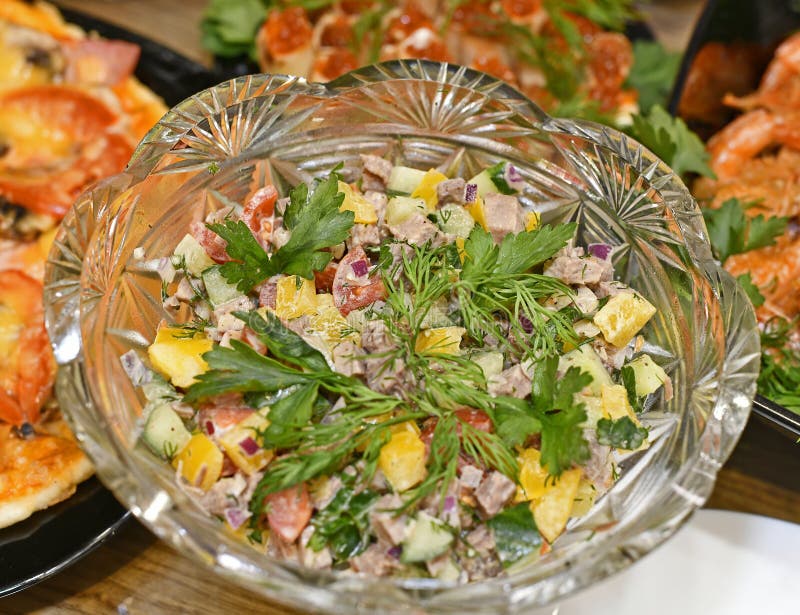Salad is a Cold Dish Consisting of One Type or a Mixture. Stock Photo ...