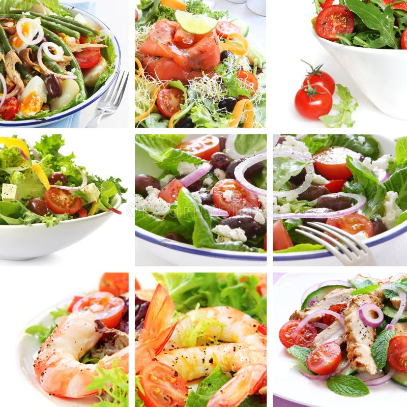 Salad Collage stock image. Image of goat, feta, vegetables - 10063093