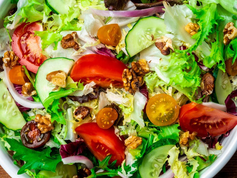 Salad of Different Types of Lettuce Stock Image - Image of green ...