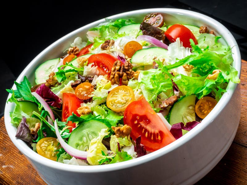 Salad of Different Types of Lettuce Stock Image - Image of leaf ...