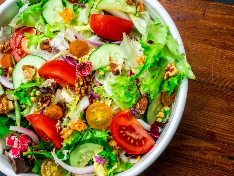 Salad of Different Types of Lettuce Stock Image - Image of culinary ...