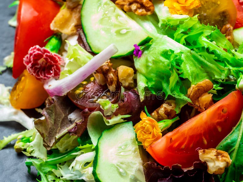 Salad of Different Types of Lettuce Stock Photo - Image of nutrition ...