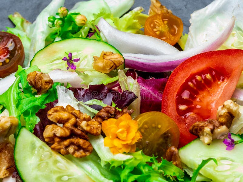 Salad of Different Types of Lettuce Stock Photo - Image of dining ...