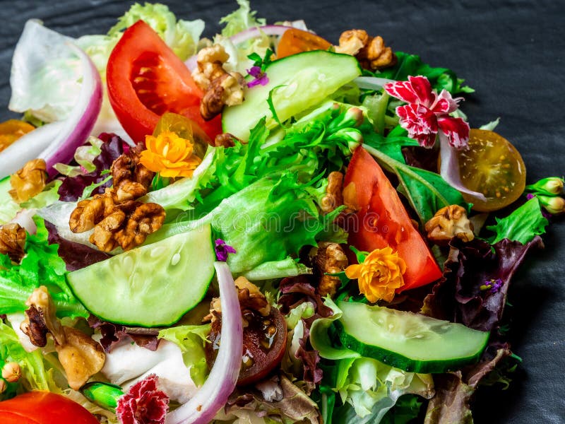 Salad of Different Types of Lettuce Stock Image - Image of gastronomy ...