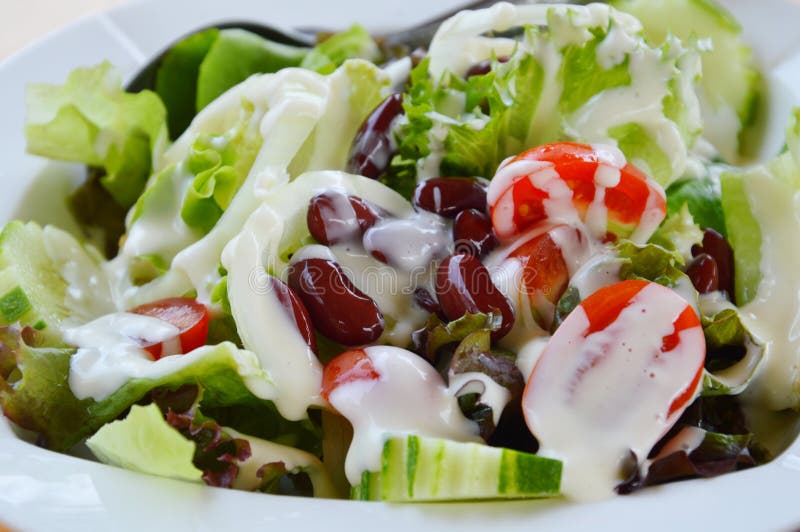 Salad Dressing Mayonnaise Cream Stock Image - Image of herb, bean: 50517999