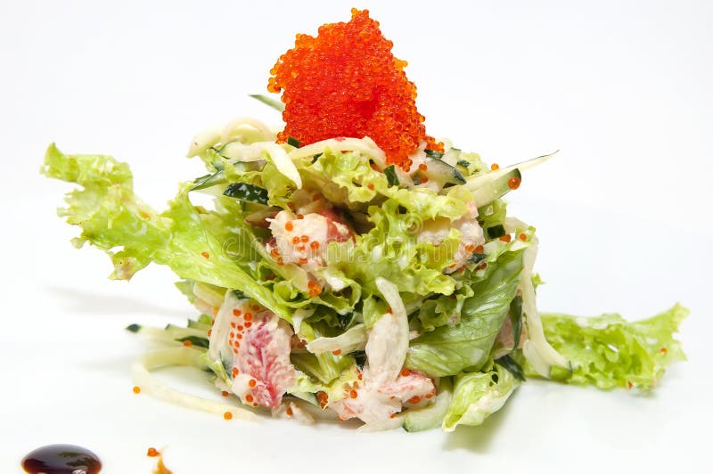 Salad and fish roe stock image. Image of colorful, herbs - 48205053