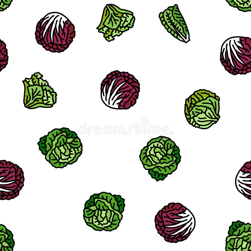 Salad Food Healthy Green Fresh Vector Seamless Pattern Stock Vector ...