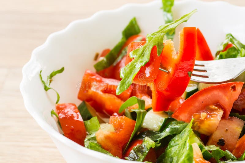 Healthy Natural Food, Fresh Salad with Vegetables in Plate Stock Photo ...