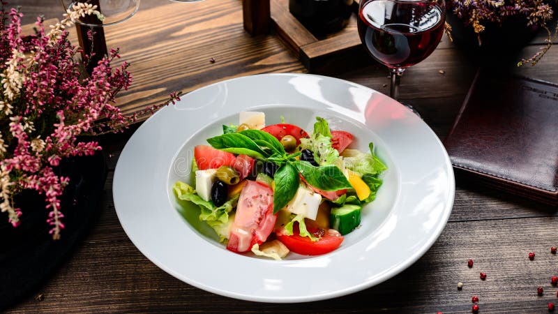Salad of Fresh Vegetables Rustic Stock Image - Image of natural, lunch ...