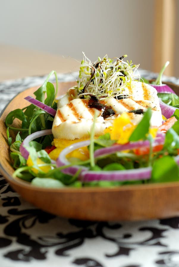 Salad with grilled cheese stock photo. Image of balsamic - 13075462