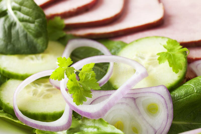 Salad with Ham or Corned Beef Stock Photo - Image of lettuce, salad ...