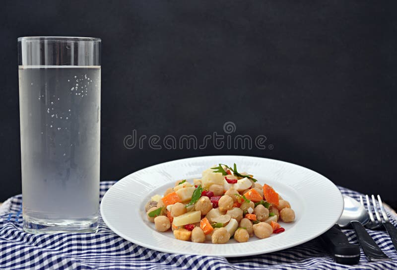Salad an ice water stock photo. Image of legume, nutrition - 76192860