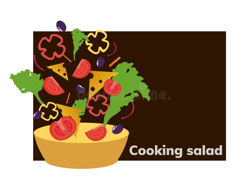 Salad Ingredients. Fresh Vegetables Stock Illustration - Illustration ...