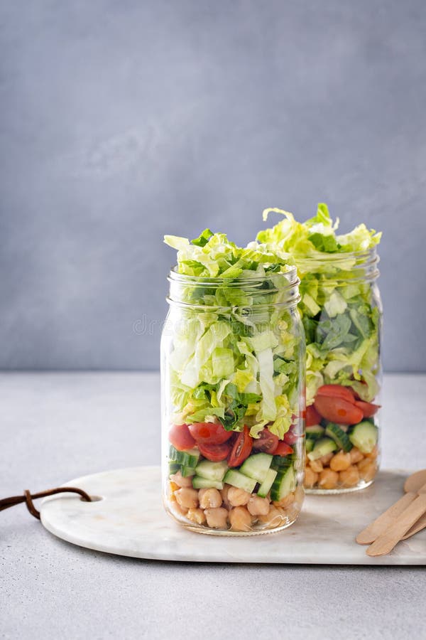 Salad in a Jar with Vegetables and Chickpeas Stock Image - Image of ...