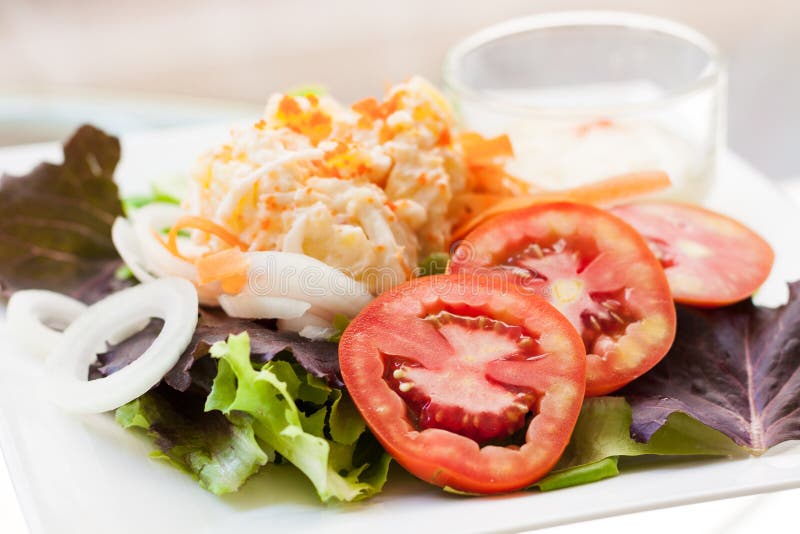 Salad with Mash and Flying Fish Roe Stock Photo - Image of appetizing ...