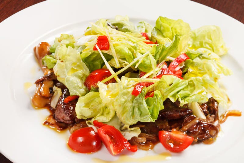 Salad with meat stock image. Image of herbs, lettuce - 25240037